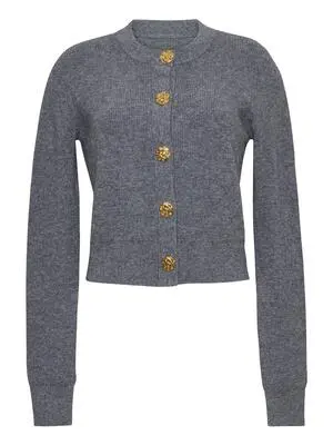 Cara Cara Ellery Cardigan With Gold Floral Buttons - Grey Heather