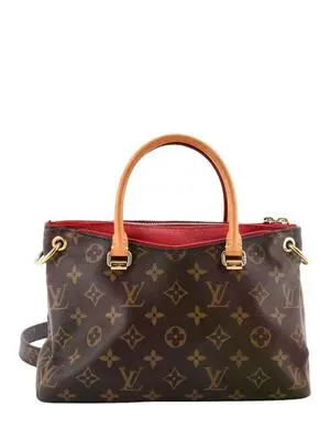 LOUIS VUITTON Louis Vuitton Pallas Tote Monogram Canvas Shoulder Bag Brown
