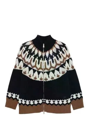 ERMANNO FIRENZE Jacquard-knit Cardigan With Sequin Embellishments - Blue
