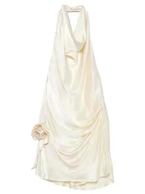Arcina Ori Rosa Draped Halterneck Mini Dress - Neutrals