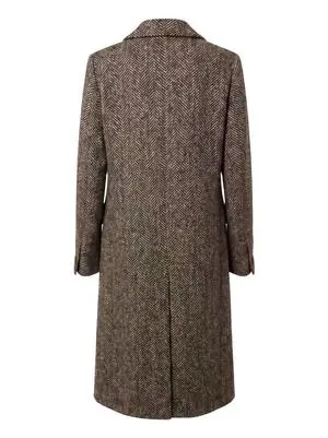 Tagliatore Herringbone Wool Coat - Brown