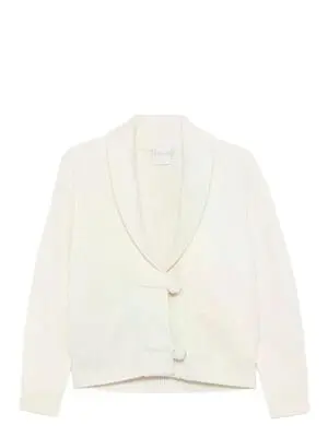 FORTE_FORTE Ribbed Knit Shawl Collar Cardigan - Neutrals