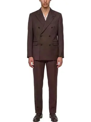 LARDINI Double-breasted Peaked-lapel Suit - Brown