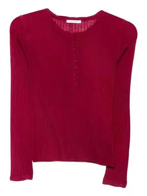 Patrizia Pepe Rib-knit Button-placket Sweater - Red