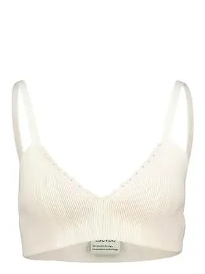 Escvdo Scalloped Ribbed-knit Cropped Top - Neutrals