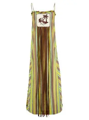 ALEMAIS ALEMAIS Maxi Dress With Graphic Patch And Fringe Detail
