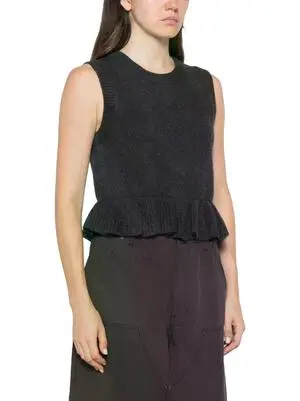 Cecilie Bahnsen Ruffled Hem Knitted Vest - Grey