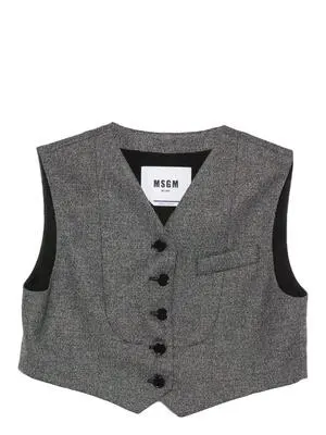 MSGM Cropped Button-up Waistcoat - Grey