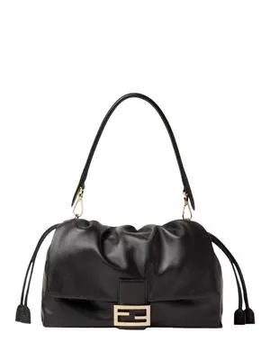 Fendi Baguette Leather Shoulder Bag - Black