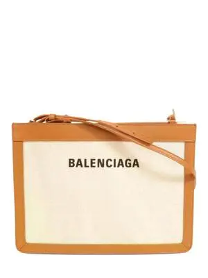 Balenciaga Logo Print Shoulder Bag - Neutrals
