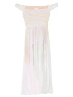 MONTSAND Off-shoulder Pleated Midi Dress - Purple
