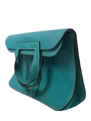 Hermès Halzan Leather Tote Bag - Blue