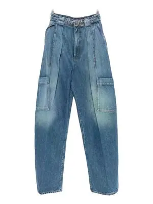 Sportmax Pleated Detail Cargo Jeans - Blue