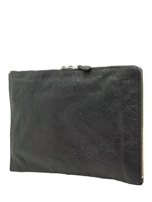 Balenciaga 2018 Lambskin Motocross Giant 12 Zip Around Flat Clutch Bag - Black