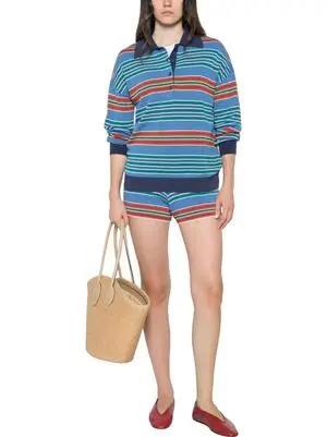 Faithfull The Brand Striped Oversized Polo Shirt - Blue