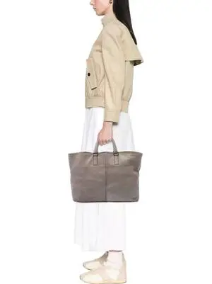 Bottega Veneta Calfskin Intrecciato Handle Tote Bag - Brown