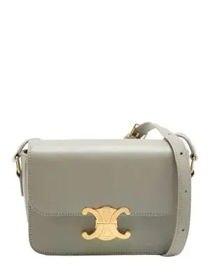 Celine Shiny Calfskin Triomphe Crossbody Bag - Grey
