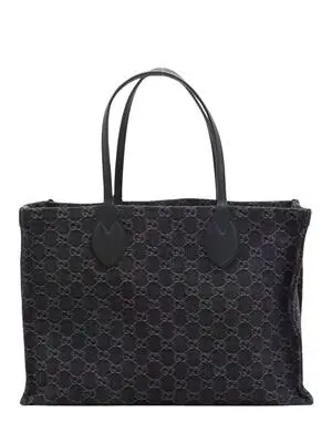 Gucci Large Gg Denim Ophidia Tote Bag - Black