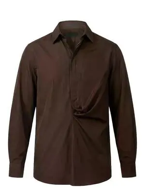 Valentino Garavani Twisted-detail Long-sleeve Shirt - Brown