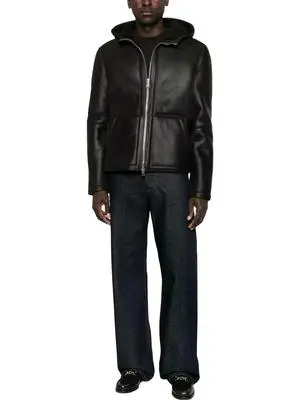 DONDUP Hooded Shearling Jacket - Brown