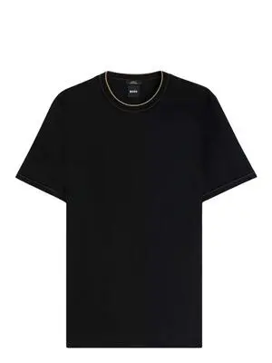 BOSS Slim-fit Contrast-trim T-shirt - Black