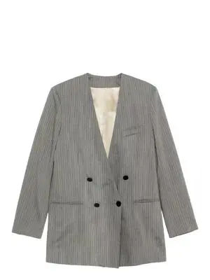 Alberta Ferretti Pinstriped Double-breasted Blazer - Grey