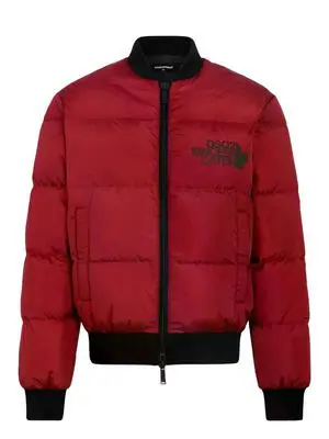 Dsquared2 Quilted Down Bomber Jacket With Printed Logo - Red