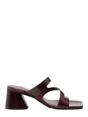 ALOHAS Multi-strap Square-toe Heeled Sandals - Red