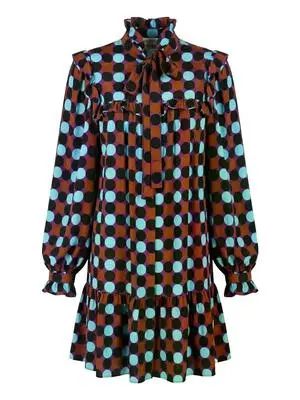 Valentino Garavani Polka Dot Ruffled Dress - Brown