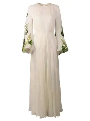 Valentino Garavani Embellished Pleated Maxi Dress - Neutrals