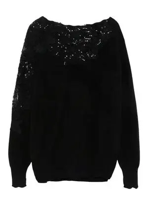 Ermanno Scervino Lace And Sequin Embellished Sweater - Black