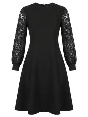 Valentino Garavani Lace-sleeve Mini Dress - Black