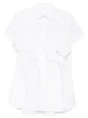 Sacai Ruffled-detail Short-sleeve Mini Dress - White