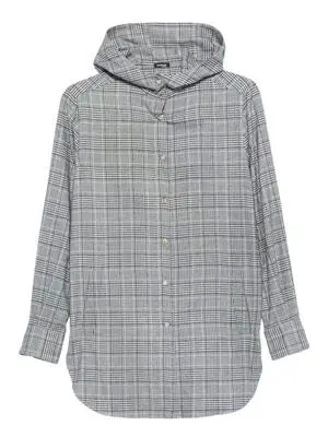 Kiton Check Pattern Hooded Shirt - Grey