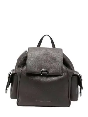 Brunello Cucinelli Brunello Cucinelli Sartorial Grainy Leather Backpack Brown