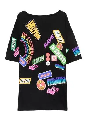 Dsquared2 DSQUARED2 Oversized Sticker Print T-Shirt Black