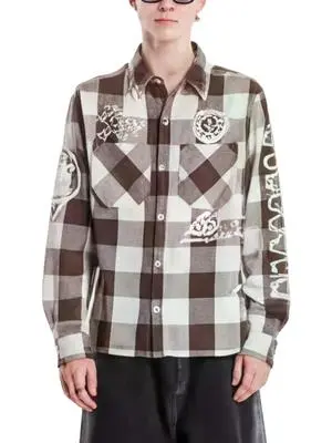 BILLIONAIRE BOYS CLUB - ICE CREAM Logo-print Checked Shirt - Brown