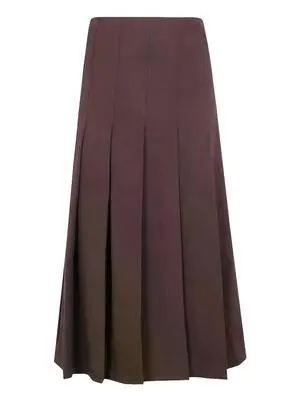 DRHOPE Asymmetric Pleated Midi Skirt - Brown
