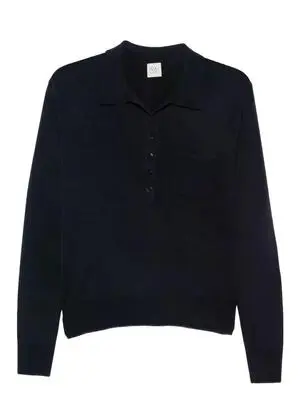 19.61 MILANO Long Sleeve Button-fastening Polo Top - Blue