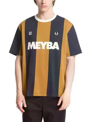 Fred Perry Vertical-stripe Logo-print T-shirt - Brown