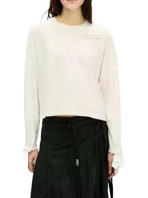 ANN DEMEULEMEESTER Long-sleeve T-shirt With Text Print - White