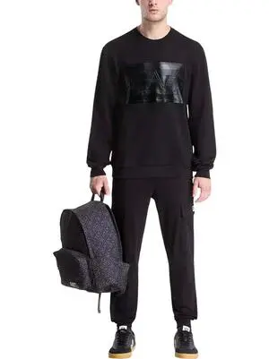 EA7 Logo Patch Long Sleeve Sweater - Black