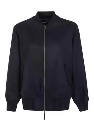 DRHOPE Herringbone Weave Bomber Jacket - Black