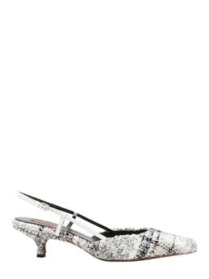 Missoni Fiona Heeled Pumps With Checked Pattern And Buckle-fastening Slingback Strap - White