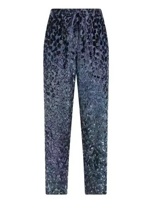PIERRE-LOUIS MASCIA Leopard Pattern Devoré Effect Trousers - Grey