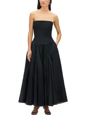 Another Tomorrow Strapless Gingham Check Maxi Dress - Black