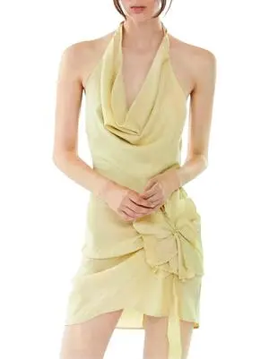 MOTHER OF ALL Patsy Floral-detail Cowl Neck Mini Dress - Yellow
