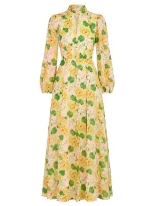 Saloni Jaclyn Floral-print Silk Maxi Dress - Yellow