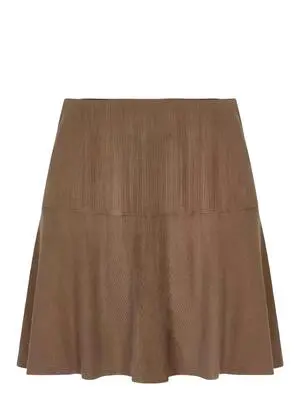 Sprwmn Ribbed Flared Mini Skirt - Brown