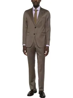 Tagliatore Peak-lapels Wool Suit - Brown
